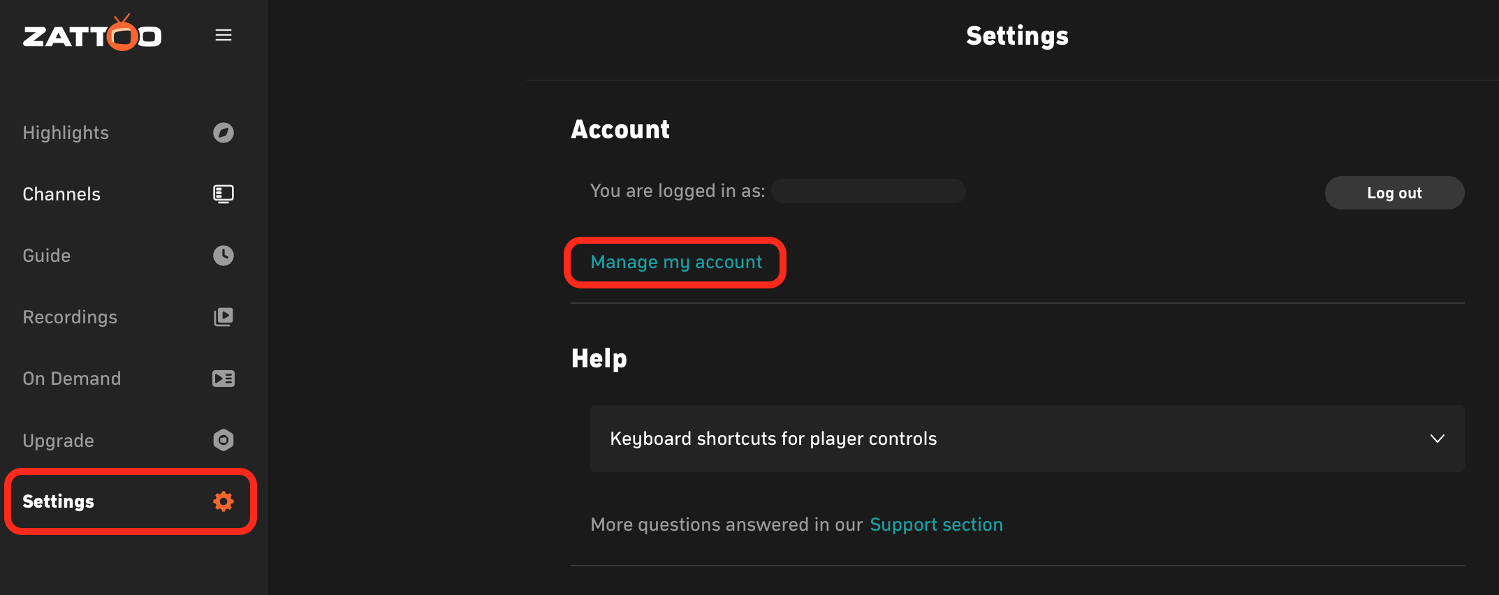 Change password – Zattoo Support